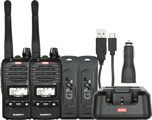 TX677TP 2w/1w UHF CB Handheld Radio Twin Pack – Watts Communications